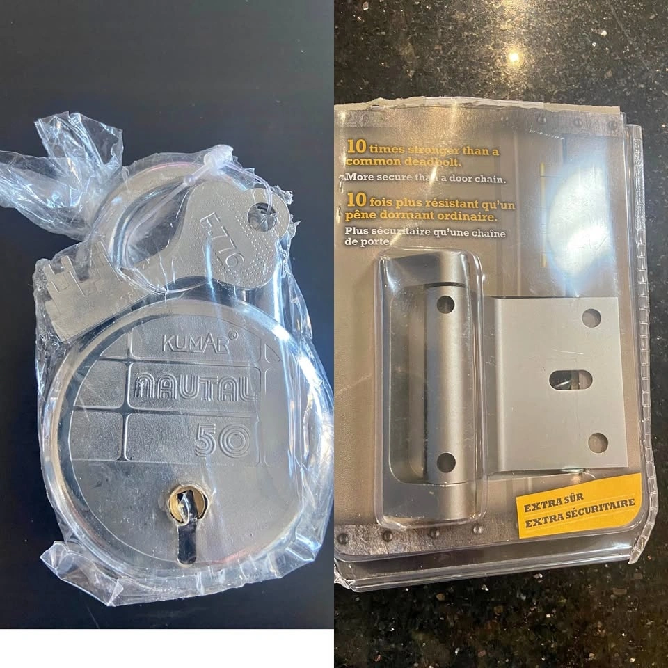 Home Security Bundle – Metal Lock + Door Blocker (Brand New) | Karrot