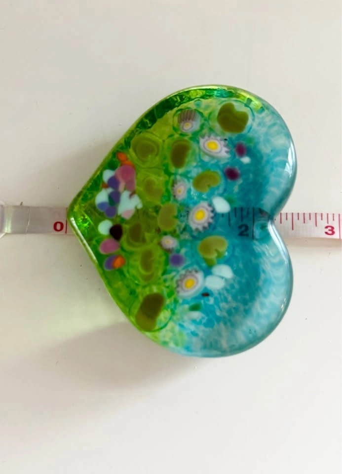 Signed Robert Held Art Glass Floral Heart Paperweight | Karrot
