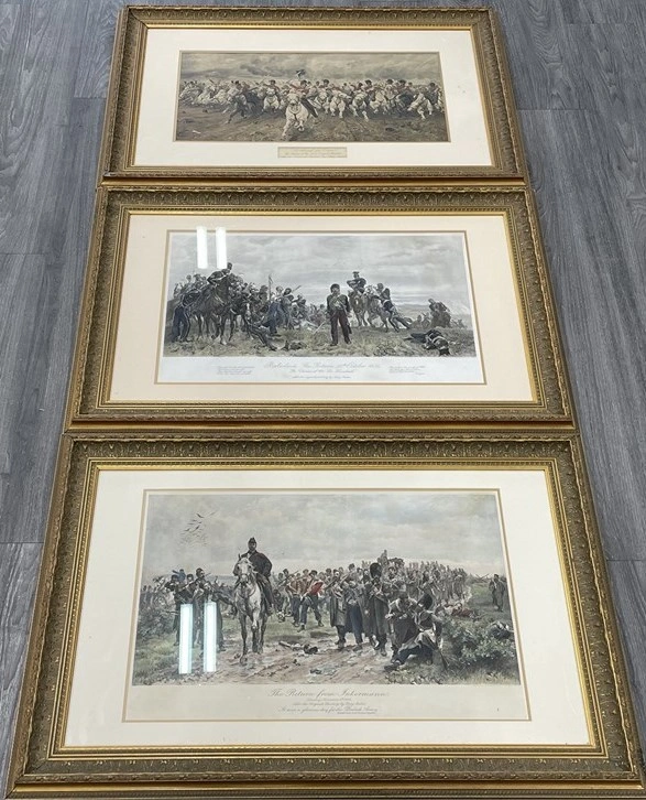 3 Antique Lady Butler Military Lithographs – Waterloo & Crimea | Karrot