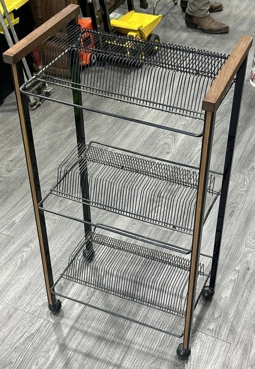 Vintage Rolling Record Stand – Mid-Century Vinyl Rack 37” Tall | Karrot