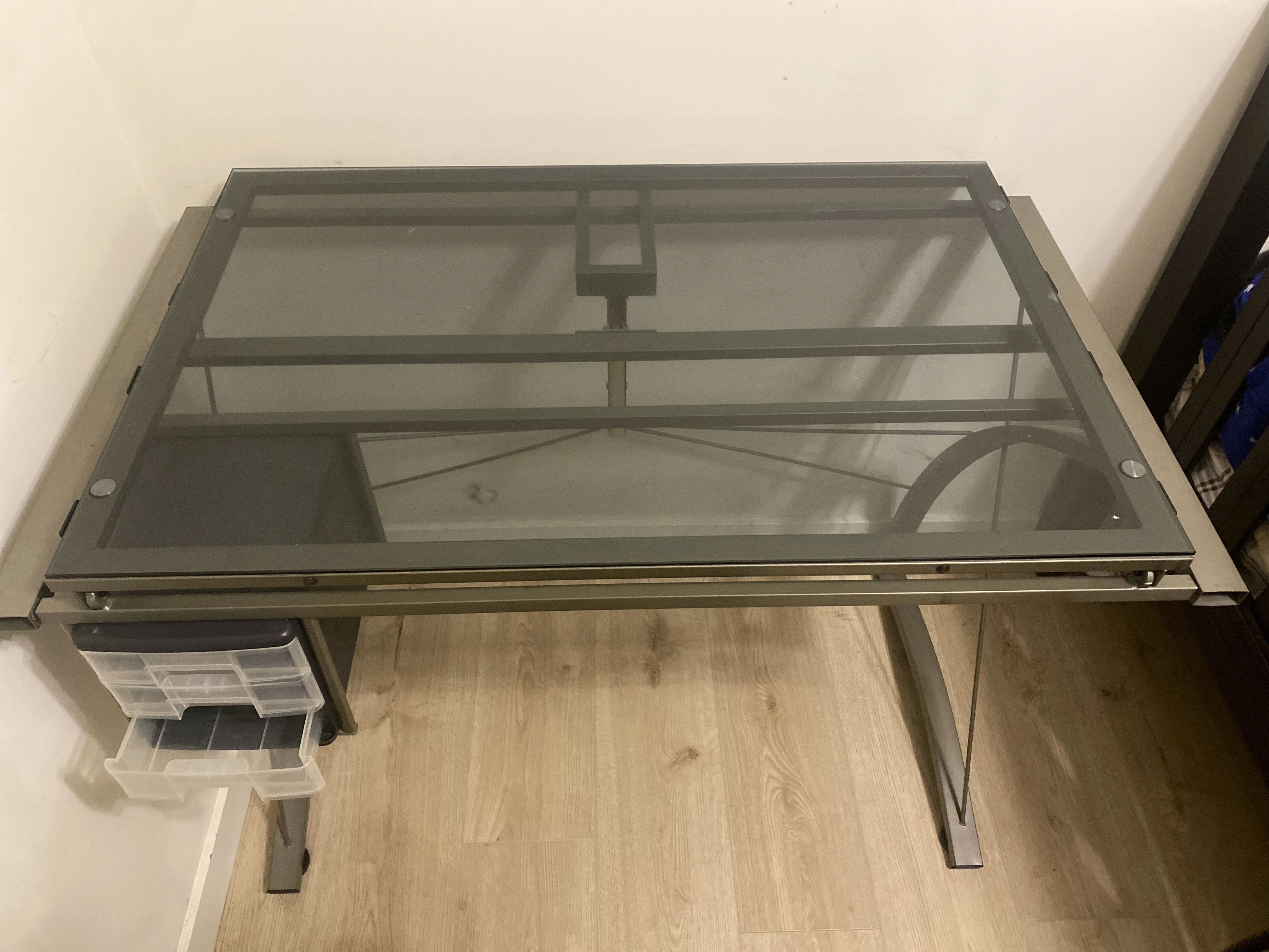 Adjustable Glass Drafting Desk w/ Drawers | Karrot