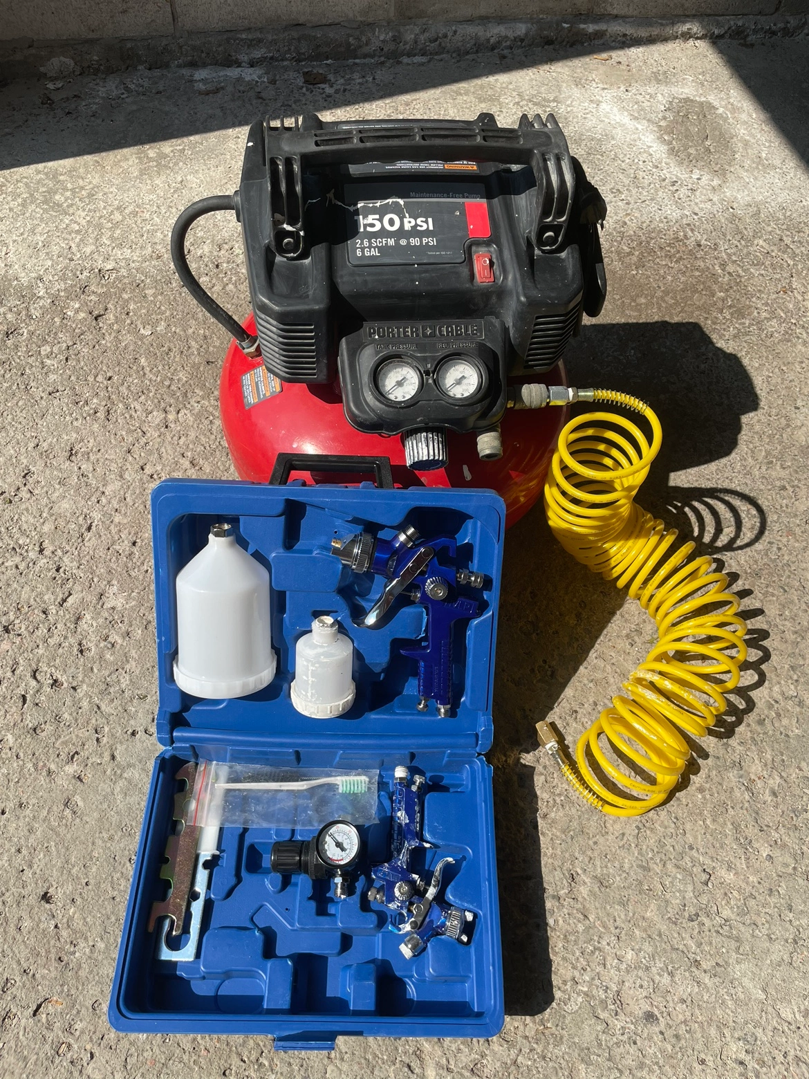 Air Compressor 150 PSI - 2.6 SCFM 6 Gal + spray gun set | Karrot