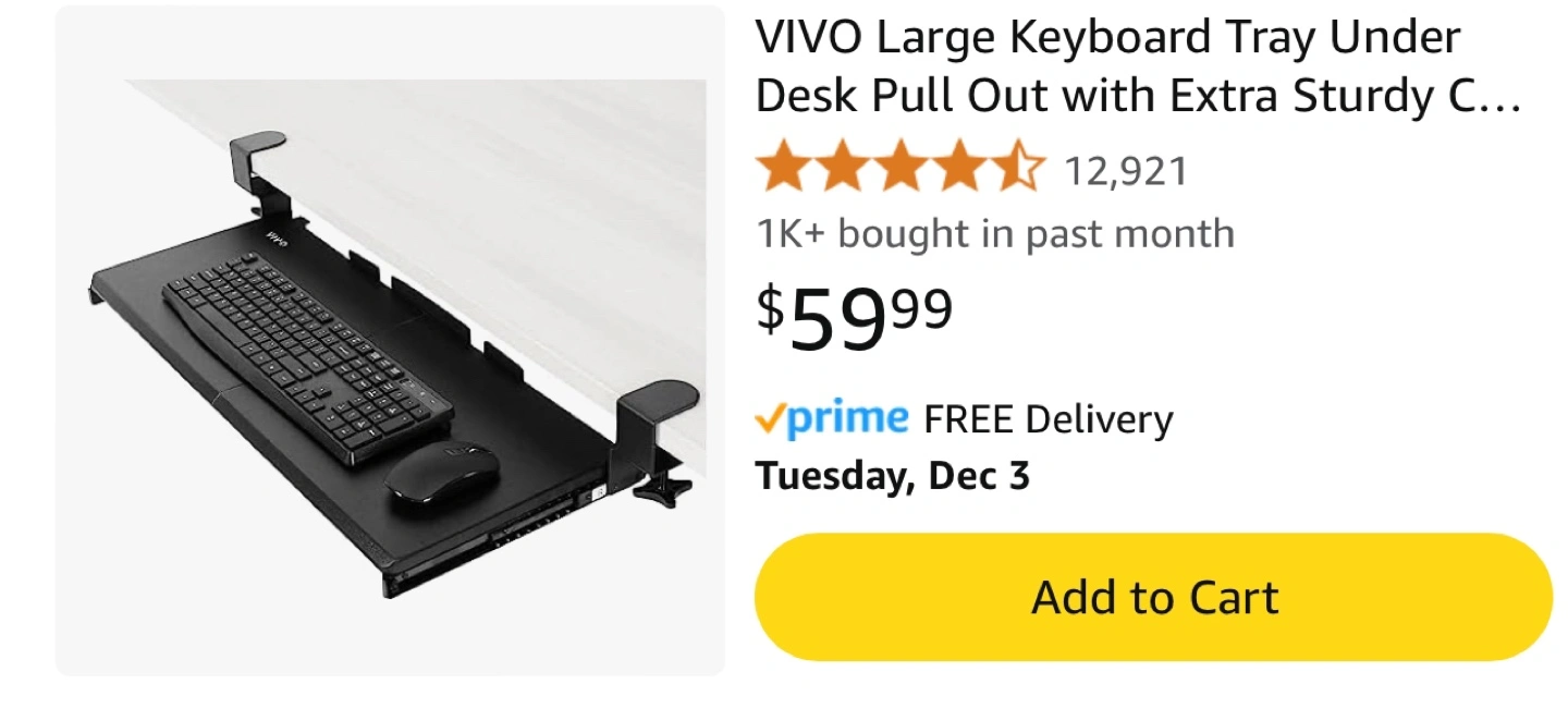 #freecycle VIVO Large Keyboard Tray Under Desk Pull Out | Karrot