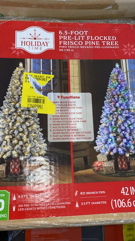 6.5 ft Pre-Lit Flocked Frisco Pine Artificial Christmas Tree | Karrot