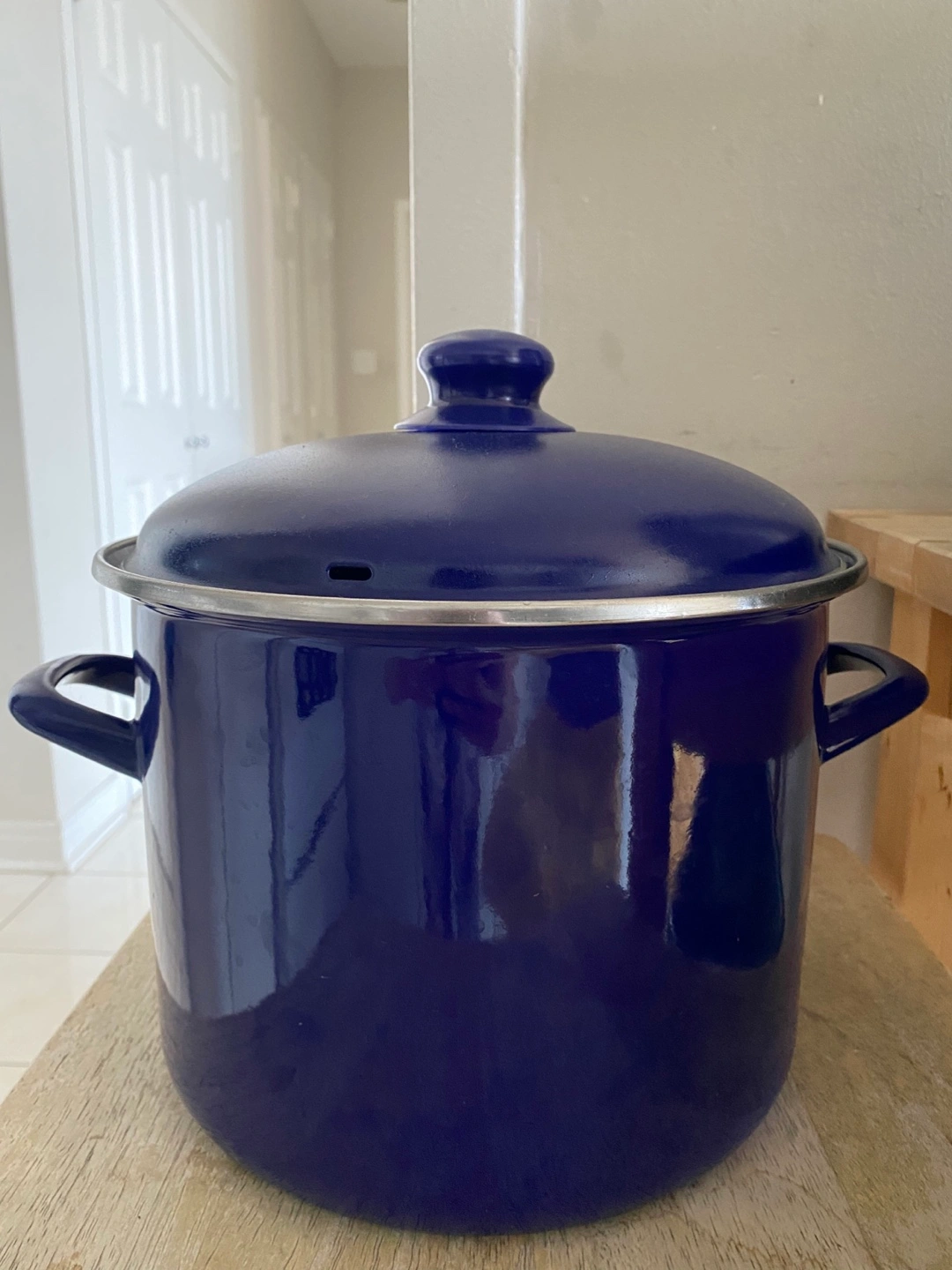 Large Blue Enamel Stock Pot with Lid | Karrot