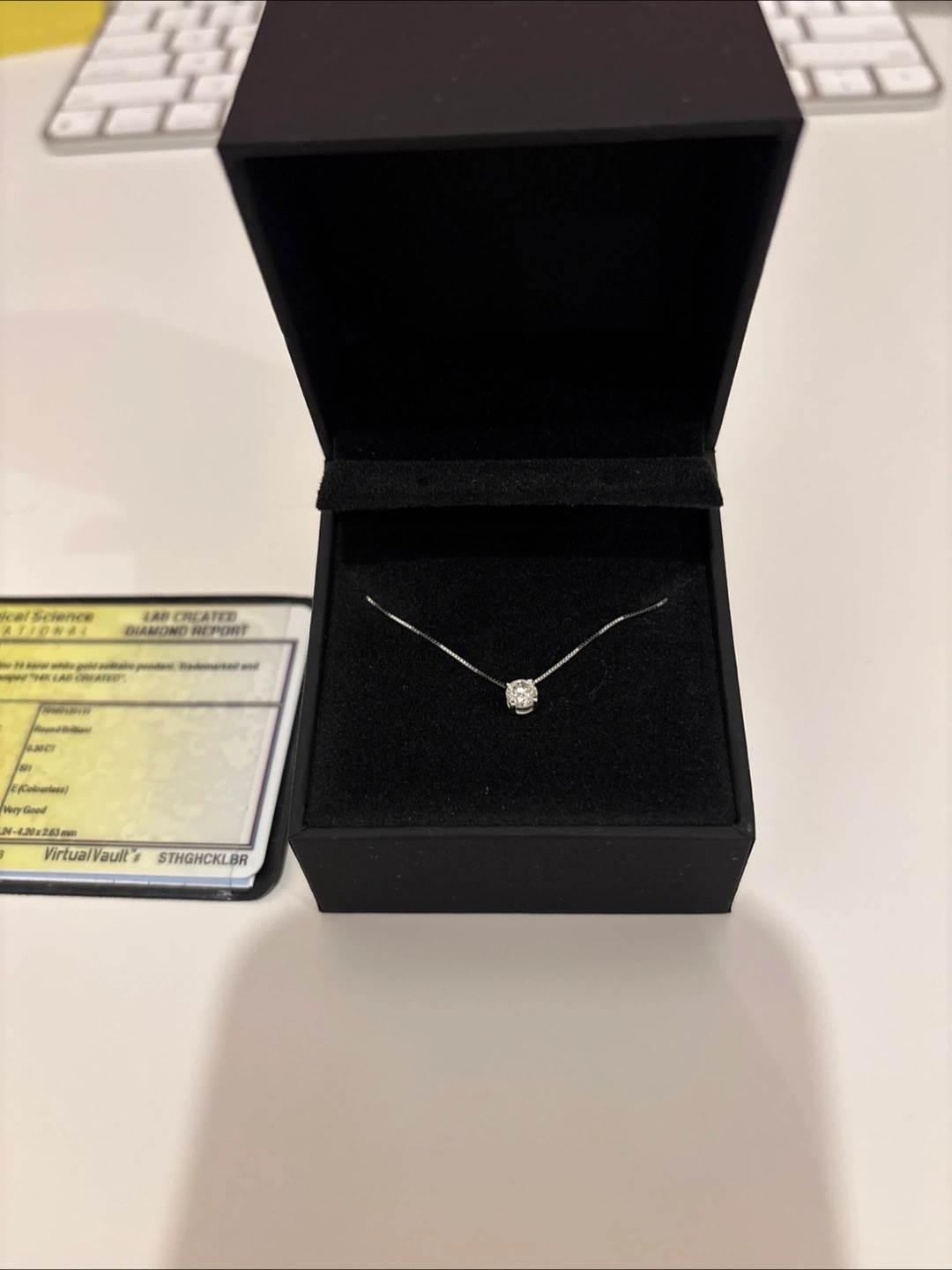 14K White Gold Lab Created Diamond Necklace | Karrot