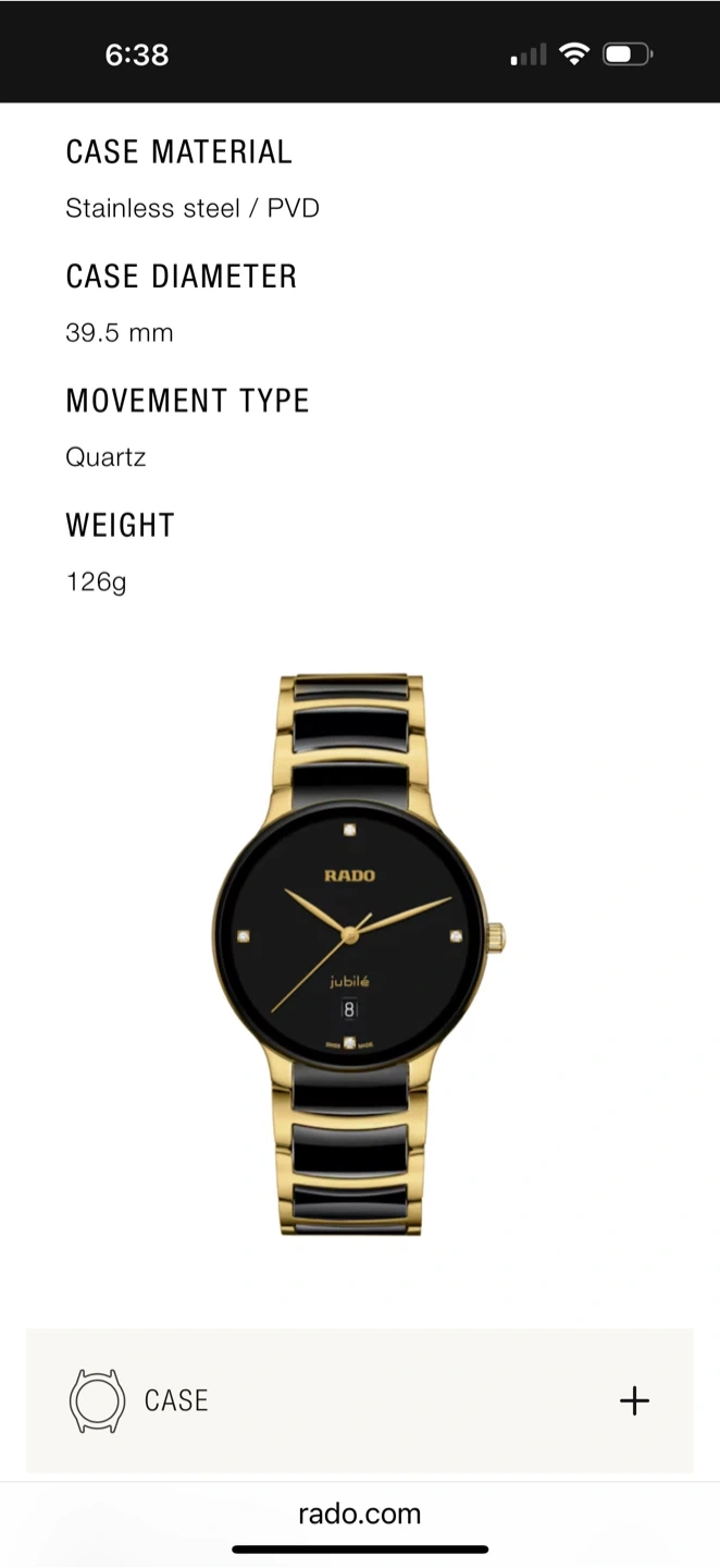 Rado Centrix Jubile Watch - Black & Gold with Diamonds | Karrot