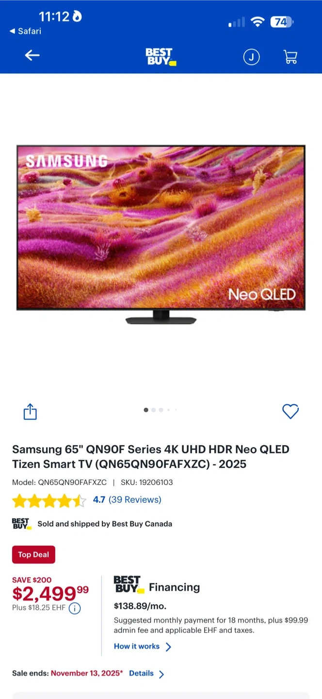 Samsung 65" QN90F Series 4K UHD HDR Neo QLED Smart TV | Karrot
