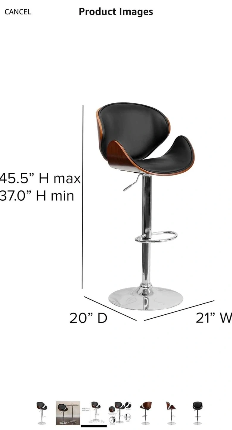 Black Vinyl & Walnut Bentwood Swivel Bar Stool | Karrot