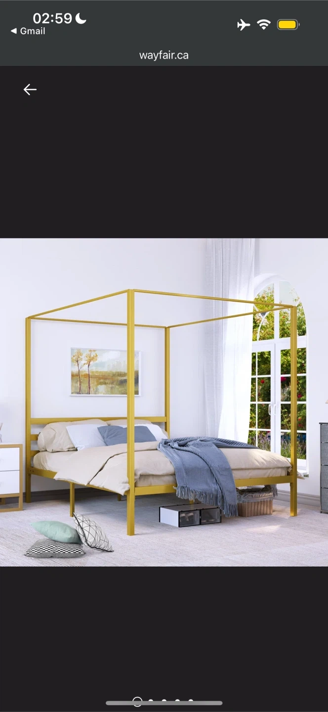 Queen Size Gold Canopy Bed Frame | Karrot