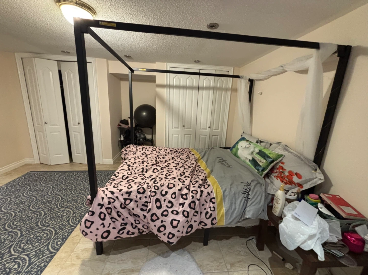 Black Canopy Bed Frame + mattress | Karrot