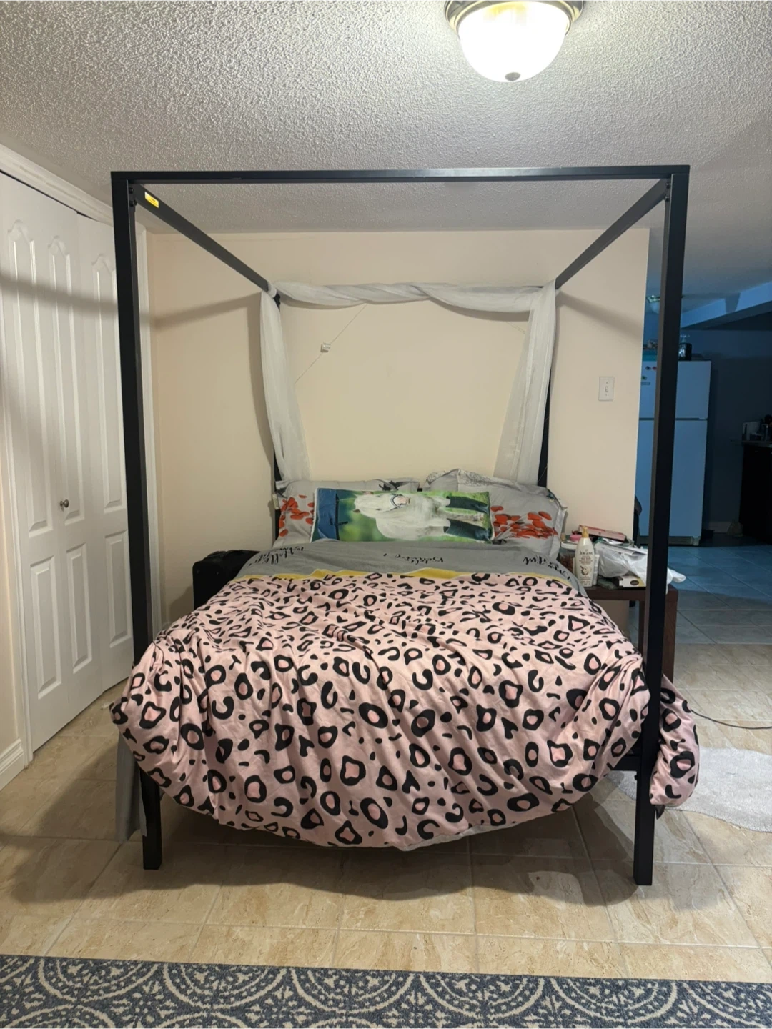 Black Canopy Bed Frame + mattress | Karrot
