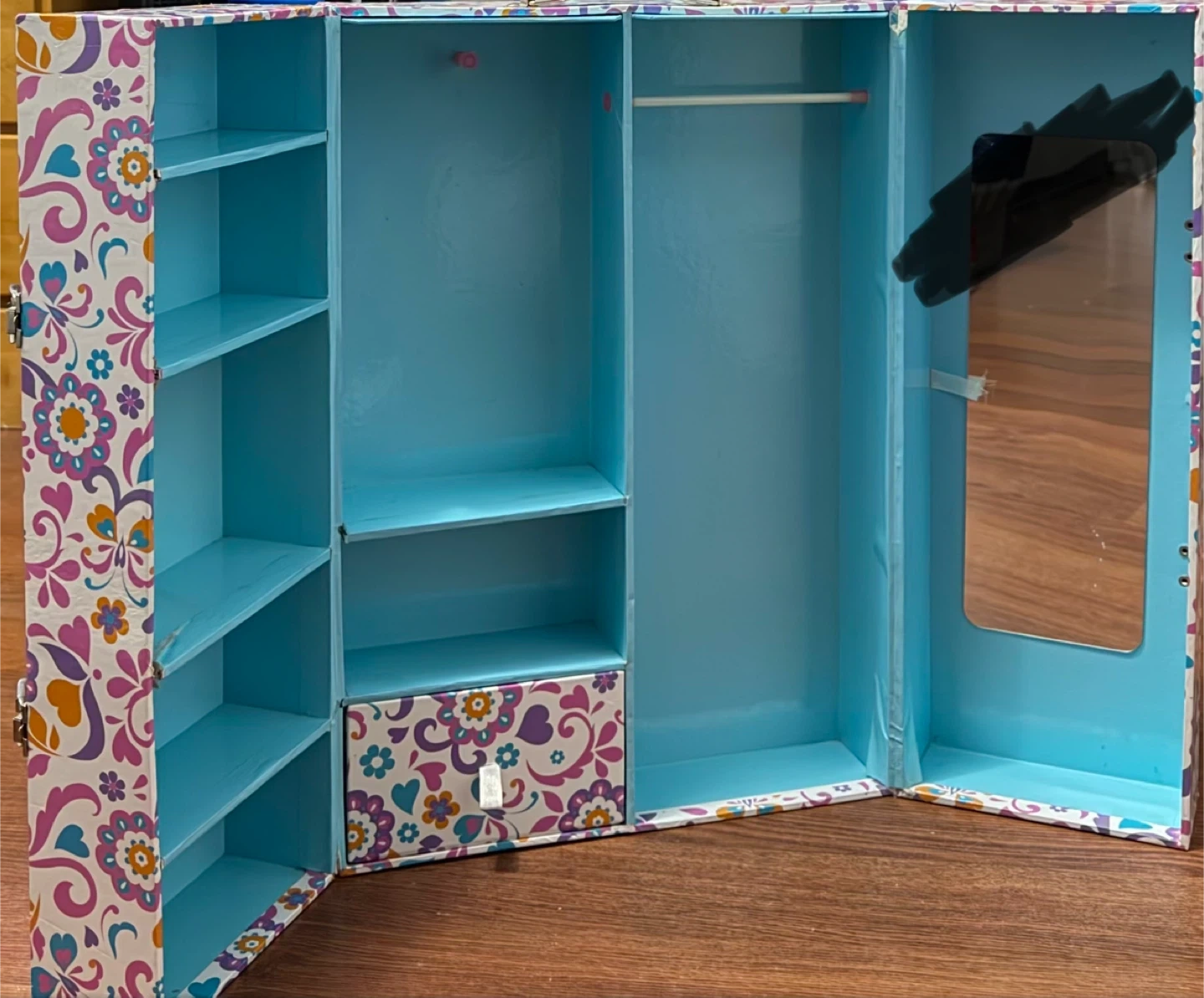 Doll Wardrobe with Mirror and Shelves | Karrot