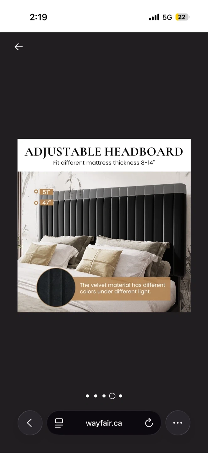 King Size Black Velvet Bed Frame - New in Box! | Karrot