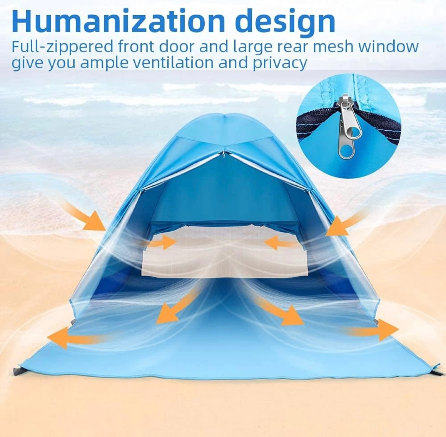 Zomake Swiftopen Blue Beach Tent - UPF 50+ | Karrot